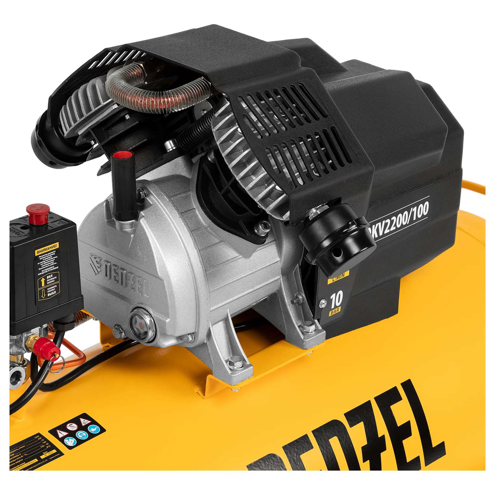 Воздушный компрессор Denzel DKV2200/100 Х-PRO 2.2кВт 400л/мин 100л 58079